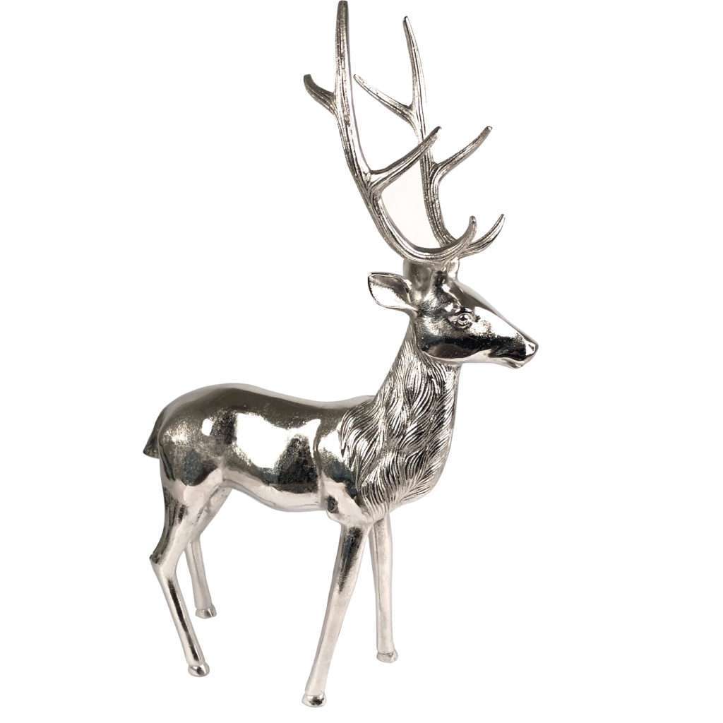 Luxus Deko Hirsch Silber Stehend Groß Ebenbild